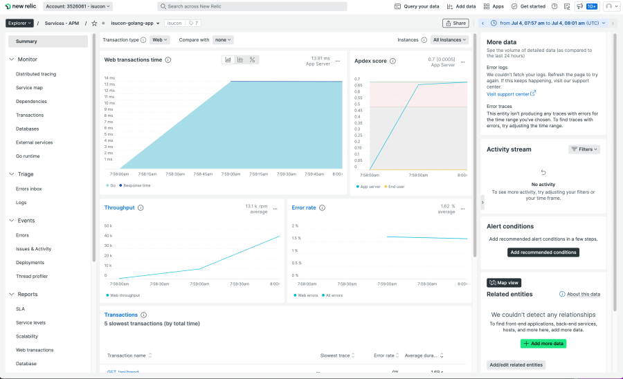 ISUCON 環境に New Relic APM Agent を入れてみる (Go 編) | New Relic